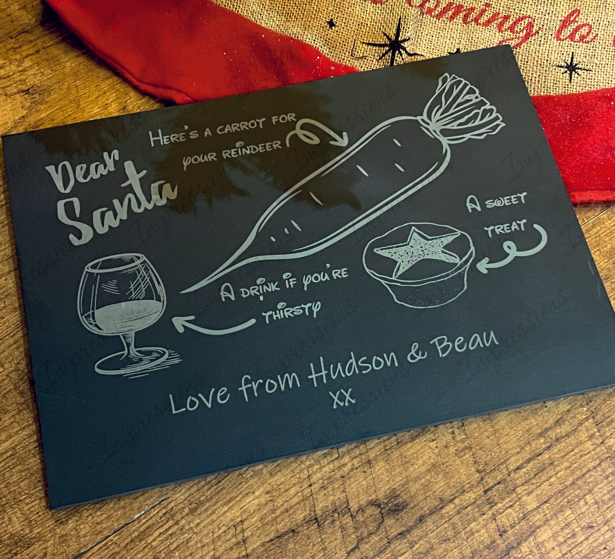 Father Christmas Eve Santa Tray Board Slate Personalised Names ...